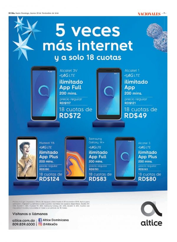 Encarte Altice 2, Jueves 29 de Noviembre 2018 - Dominicana.do