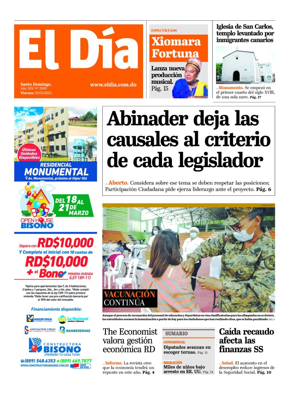 Portada Periódico Listín Diario, Lunes 24 de Septiembre 2018 ...