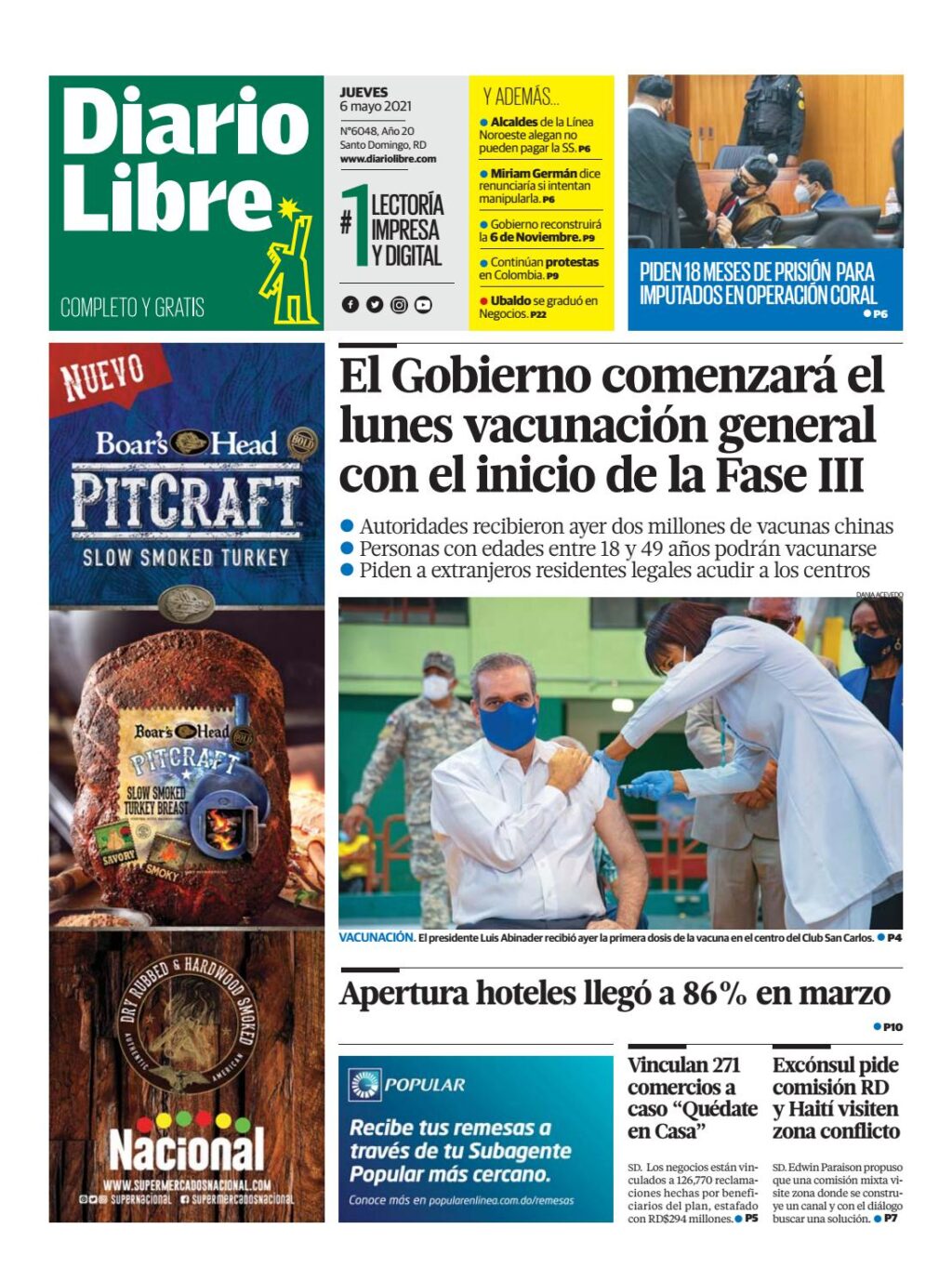Portada Periódico El Nuevo Diario, Viernes 26 de Marzo, 2021 ...