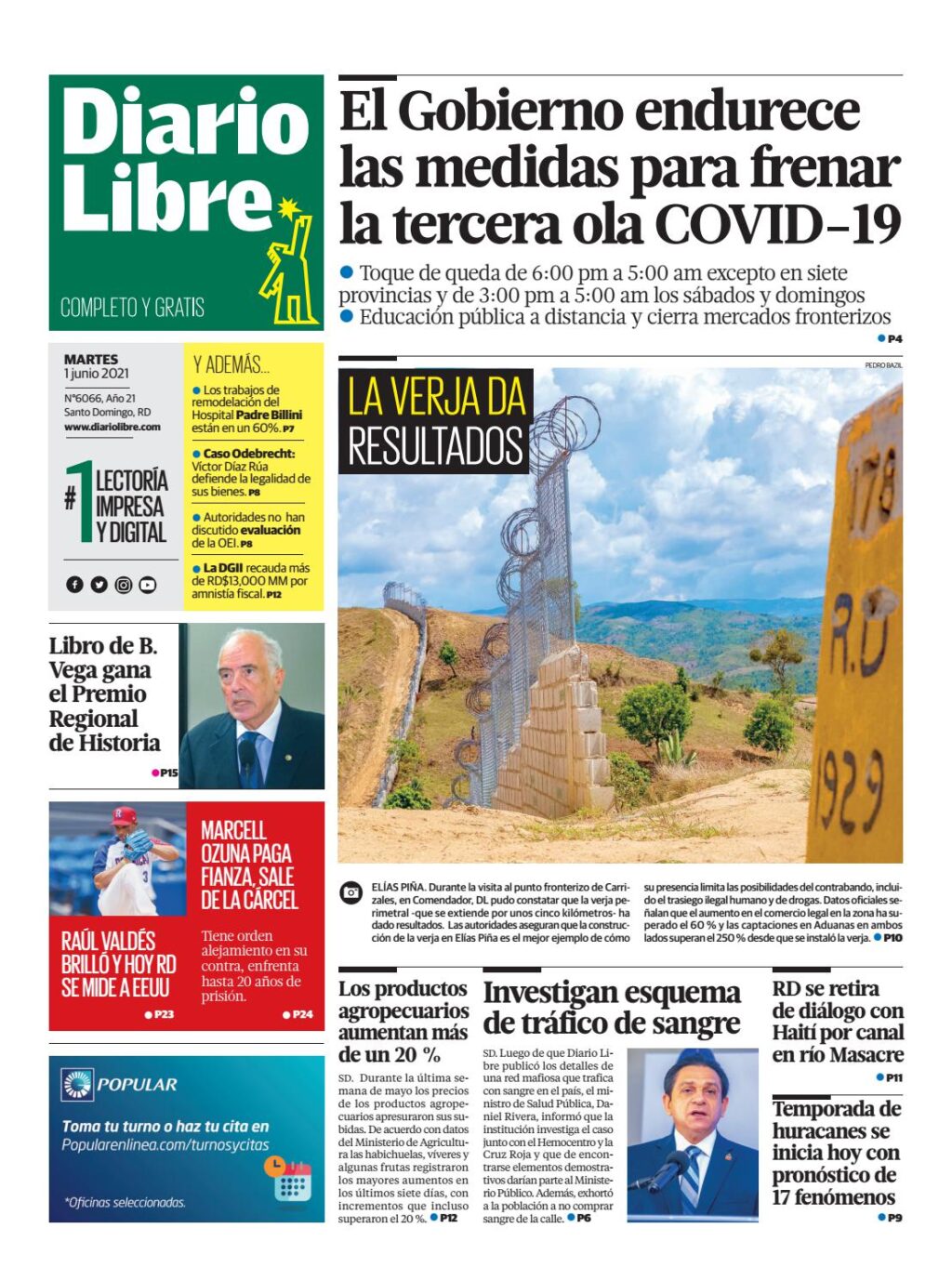 Portada Periódico Listín Diario, Viernes 29 de Septiembre 2017 ...