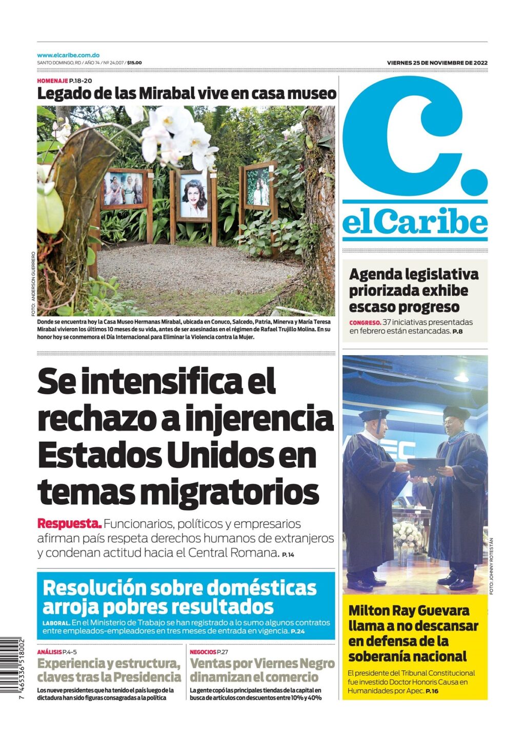 Portada Periódico El Nuevo Diario, Jueves 25, Septiembre, 2025 ...